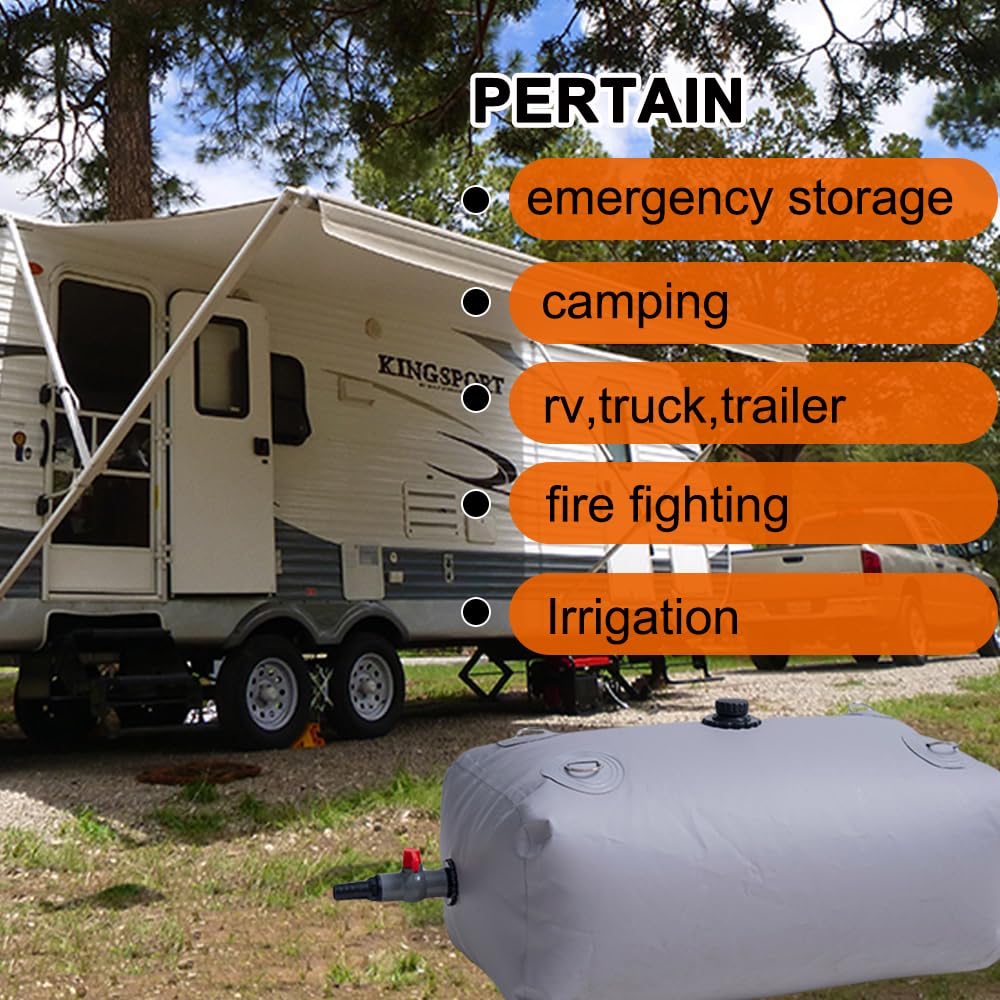 Bathtub Water Storage Bladder, Emergency Large Storage Containers, Portable Water Tanks for Camping, Garden, Outdoor, RV and Emergency Water Storage(29gal,Grey