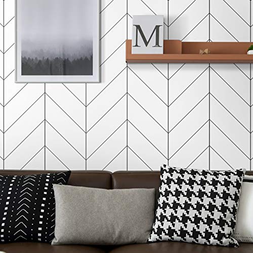 LXCREAT Peel and Stick Wallpaper Stripe Removable Wallpaper 17.71 in X 118 in Black/White Self Adhesive Wallpaper Modern Durable for Home Decoration Old Furniture Renovation Paper