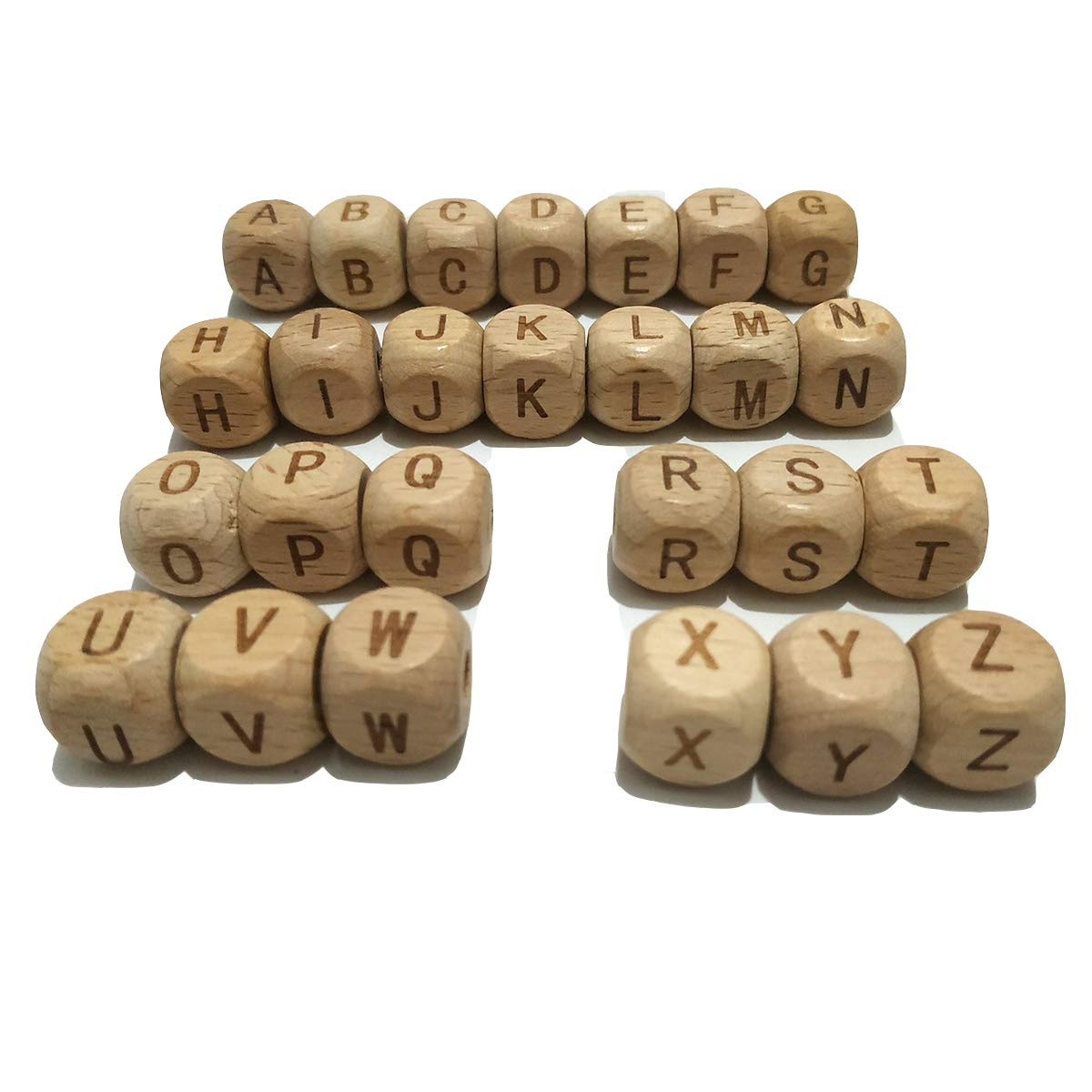 Beech Alphabet Letter Beads 100pc 12mm Square Shape Beech Wood Letter Beads Necklace Accessory DIY Jewelry Beads