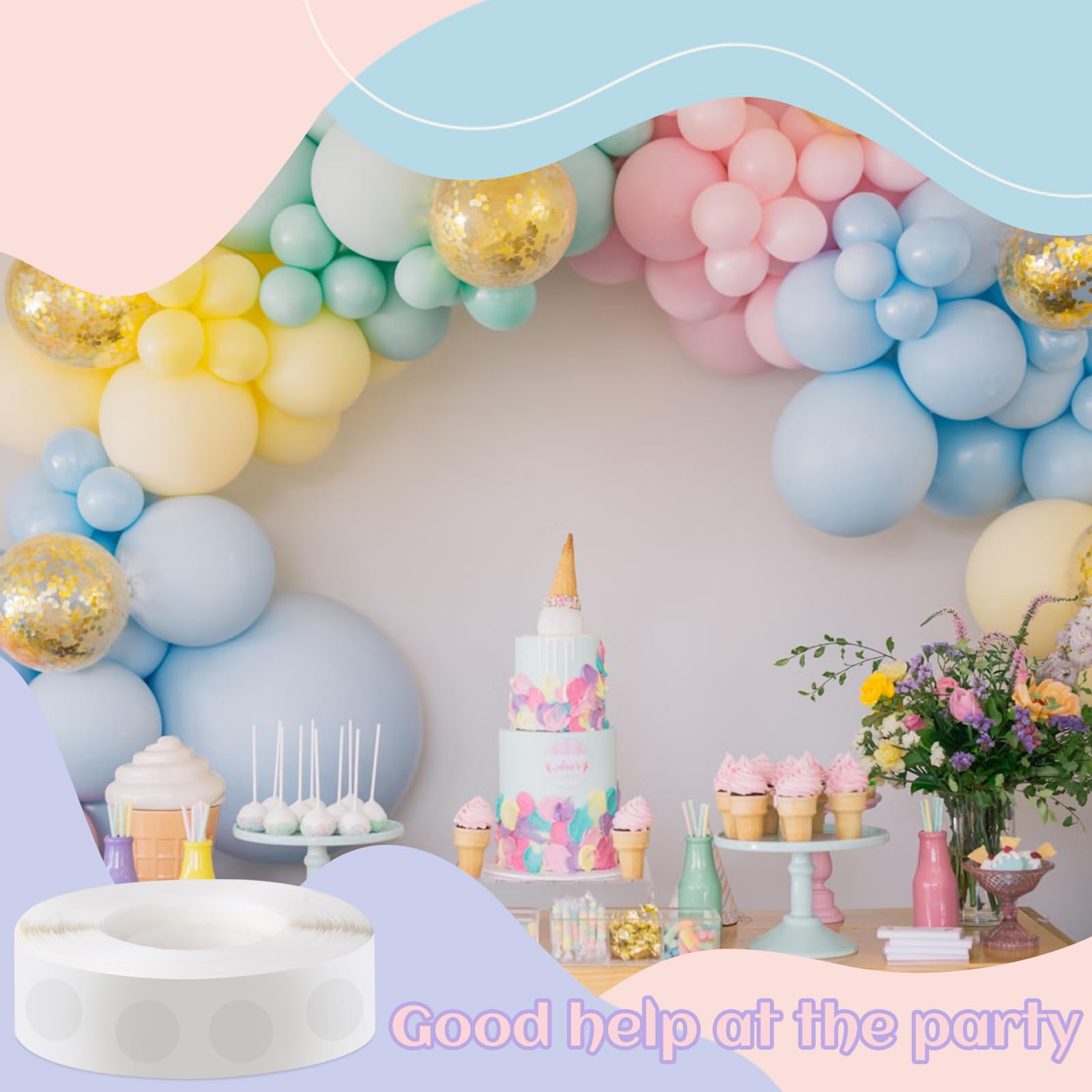 Phinus 3000 Pieces Glue Points, Balloon Tape, Sticky Dots, Balloon Glue Points, Glue Points Double Sided, Balloon Sticky Dots for Balloons Craft Sticky, Wedding Decoration, Stick Photos