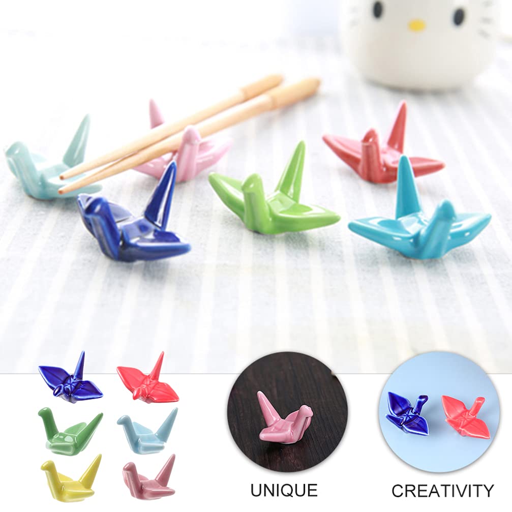 BESPORTBLE 6pcs Porcelain Chopstick Rest Ceramic Chopsticks Holder Origami Crane Chopsticks Stand Rest for Spoon Fork Tableware