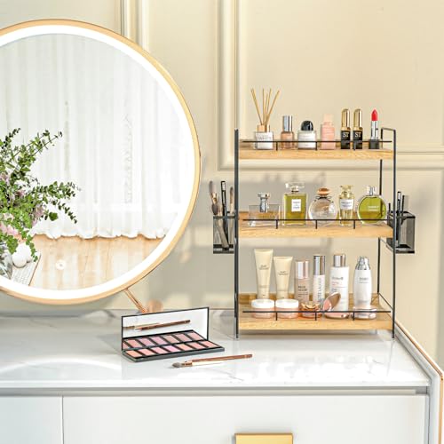BSTSLL Bathroom Organizer Countertop, 3 Tier Bathroom Counter Organizer with Basket for Skin Care Organizer, Bathroom,Kitchen, Vanity Organizer