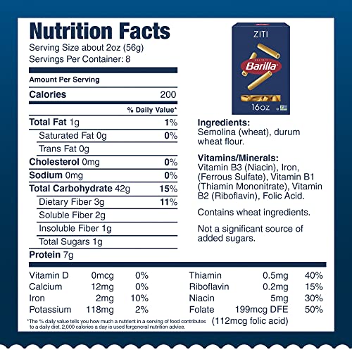 Barilla Ziti Pasta, 16 oz. Box - Non-GMO Pasta Made with Durum Wheat Semolina - Kosher Certified Pasta