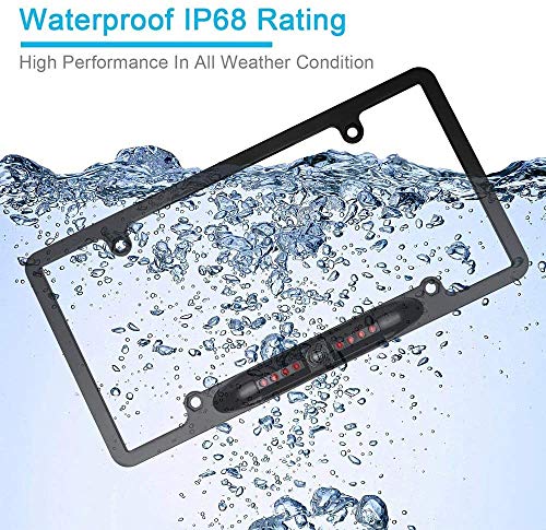 AXECO License Plate Frame Backup Camera, Rear View Camera Reverse Parking Aid System 170° Viewing Angle Universal Car Truck Night Vision Waterproof High Sensitive 8 Bright LED