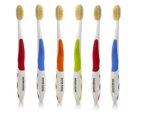 MOUTHWATCHERS Dr Plotkas Extra Soft Flossing Toothbrush Manual Soft Toothbrush for Adults, Ultra Clean Toothbrush, Good for Sensitive Teeth and Gums, Multicolor, 6 Pack