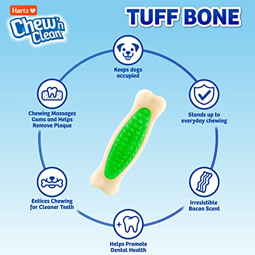 Hartz Chew 'n Clean Tuff Bone Bacon Scented Dental Dog Chew Toy - Extra Small