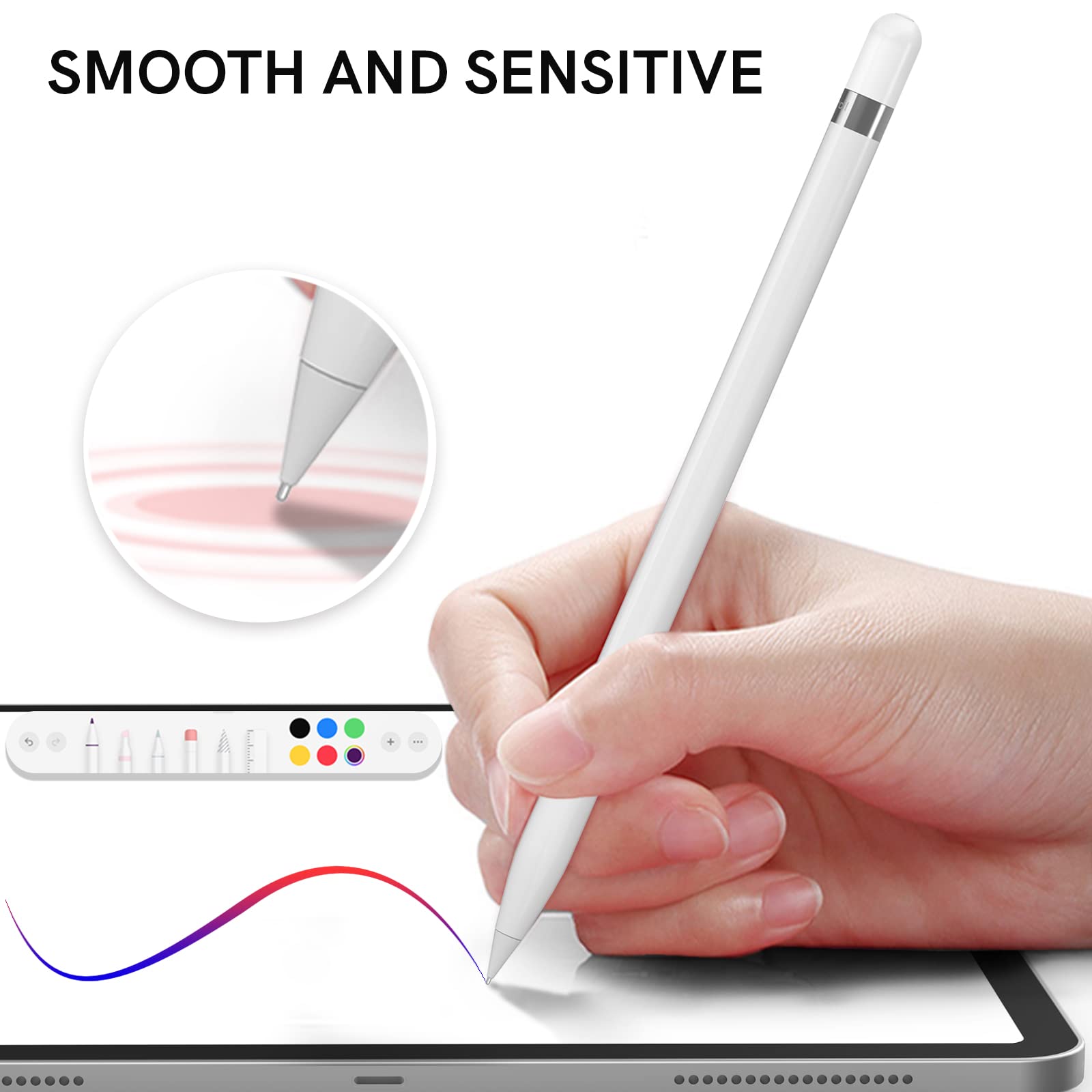 Delidigi Pencil Tips for Apple Pencil 2nd 1st Gen, Apple Pencil Pro & USB-C, Upgraded Metal Wear-Resistant Pen Like Tips, Fine Point Precise Control Tips for Apple Pencil
