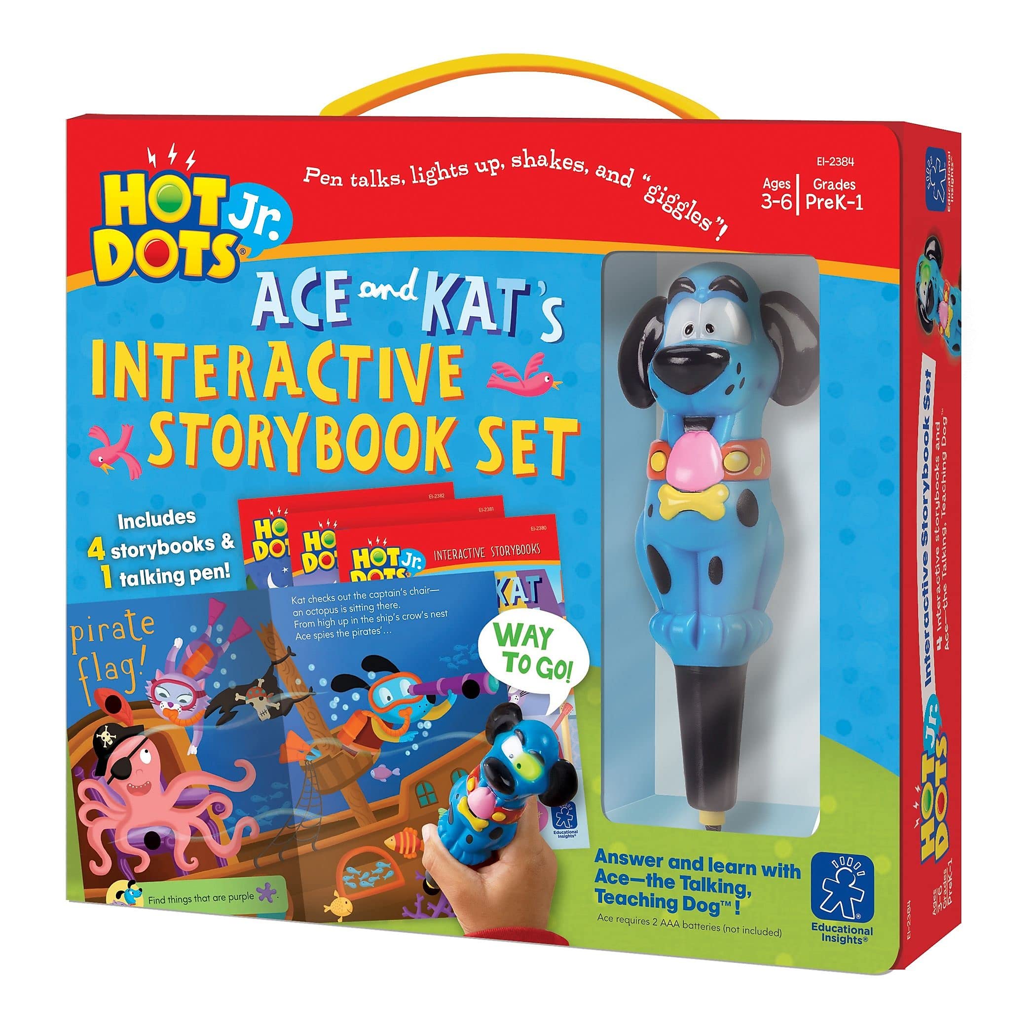 Educational Insights Hot Dots Jr. Interactive Storybook, 4 Books & Interactive Pen, Homeschool Learning Workbooks, Early Learning Activities for Ages 3+