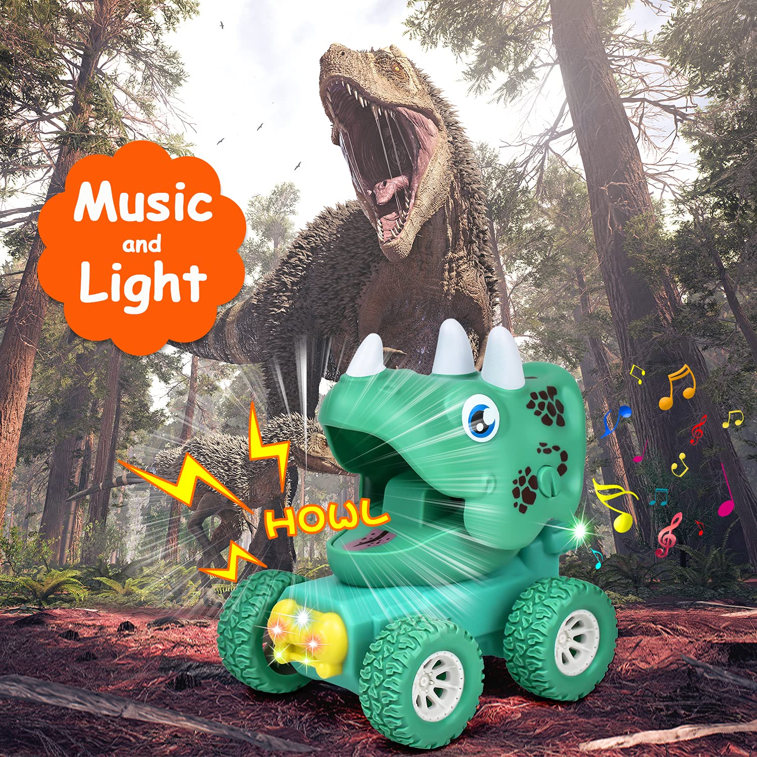 LiKee Toy Cars with Light and Music for Toddlers Kids Boys Girls Age 3+ Years Old