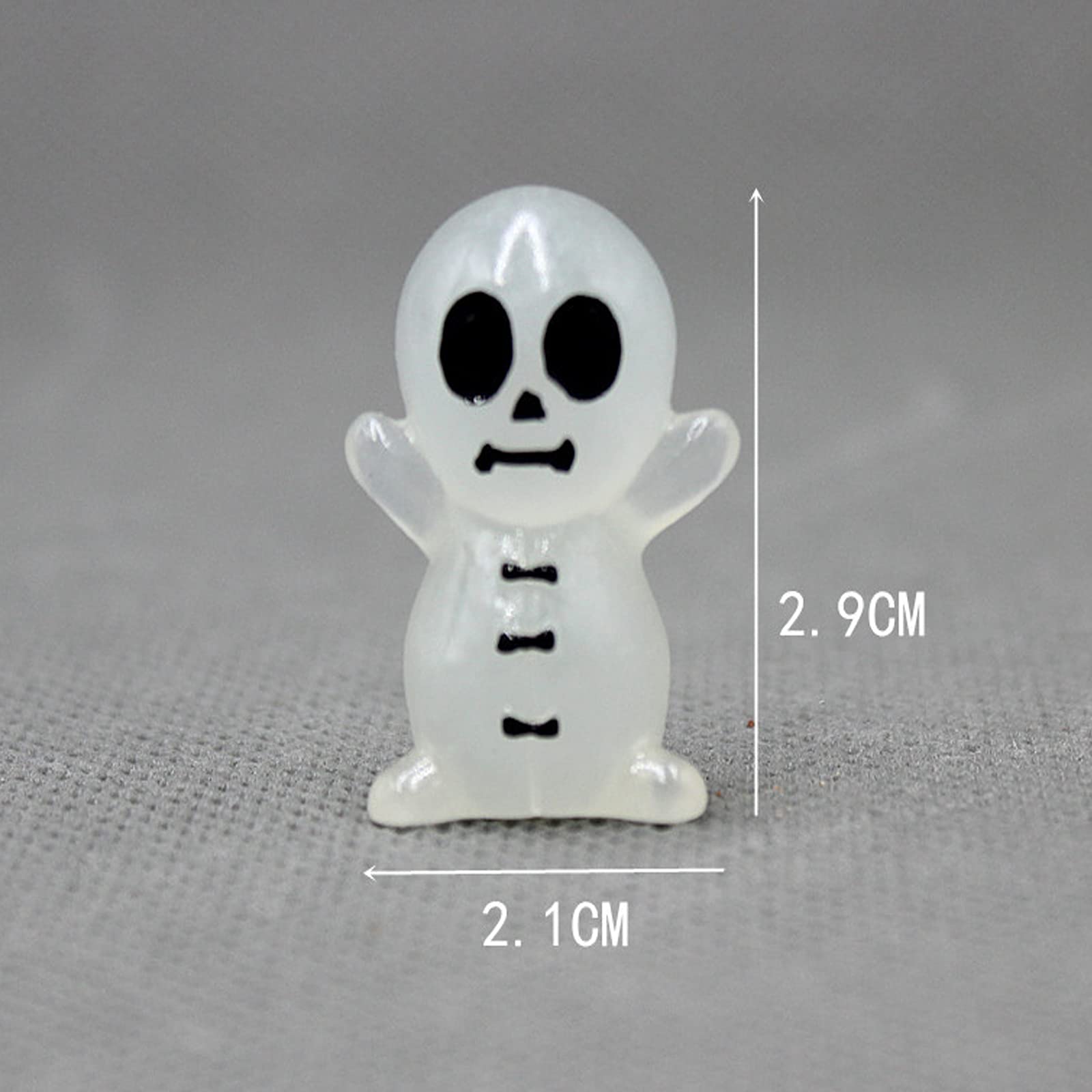 BinaryABC Halloween Glow in The Dark Pumpkin Ghost Miniature Figurines,Luminous Garden Ghost Decor, Fairy Garden Doll House Accessories,Halloween Party Favors,4Pcs