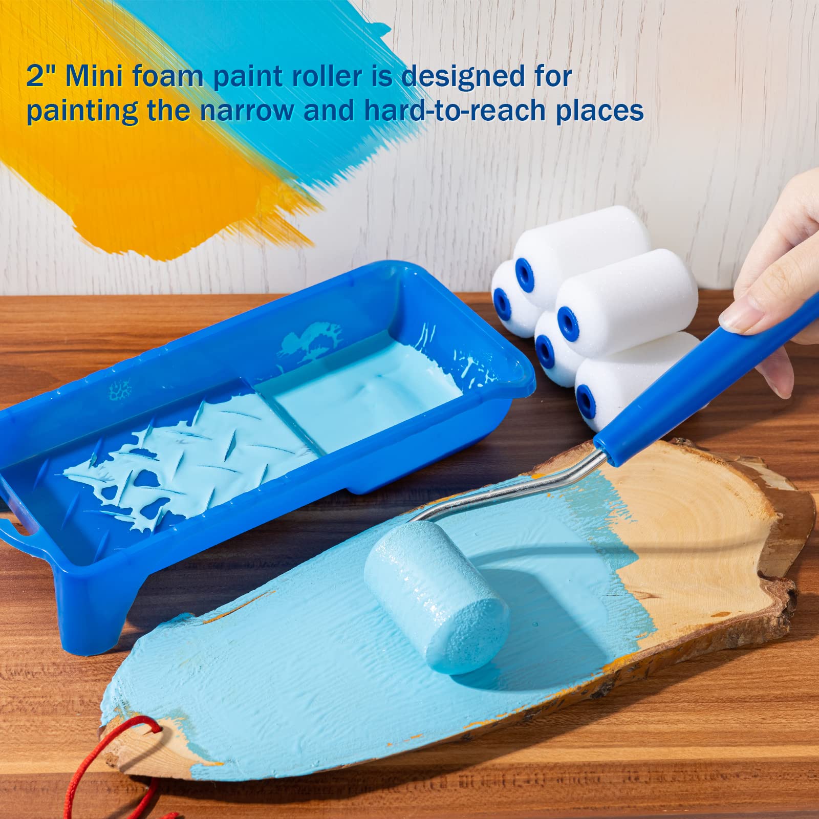 Mister Rui Paint Tray, 23 Pack 2 Inch Paint Tray with Liners, Disposable Paint Roller Trays with Roller Frame, Plastic Paint Tray Liners, Small Paint Trays for Painting
