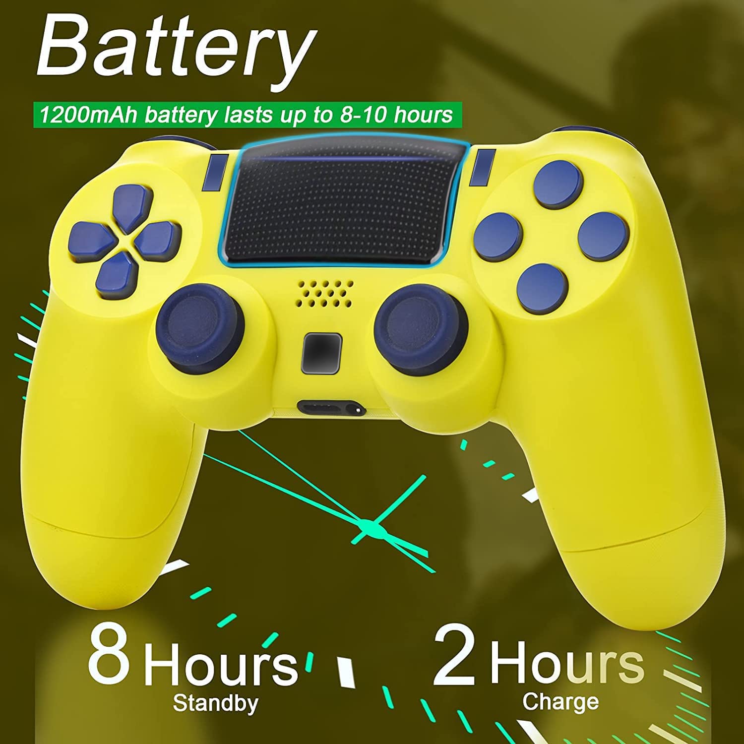 AUGEX Wireless Controller for PS4 Controller 2 Pack, Wireless Gamepad Work with Playstation 4 Controllers, Game Control for PS4 Controller with Joystick(Blue Yellow)