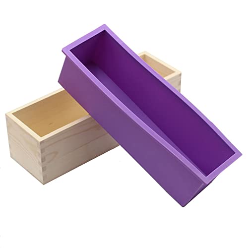 DD-life Flexible Rectangular Soap Silicone Loaf Mold Wood Box for 42oz Soap Making Supplies ¡
