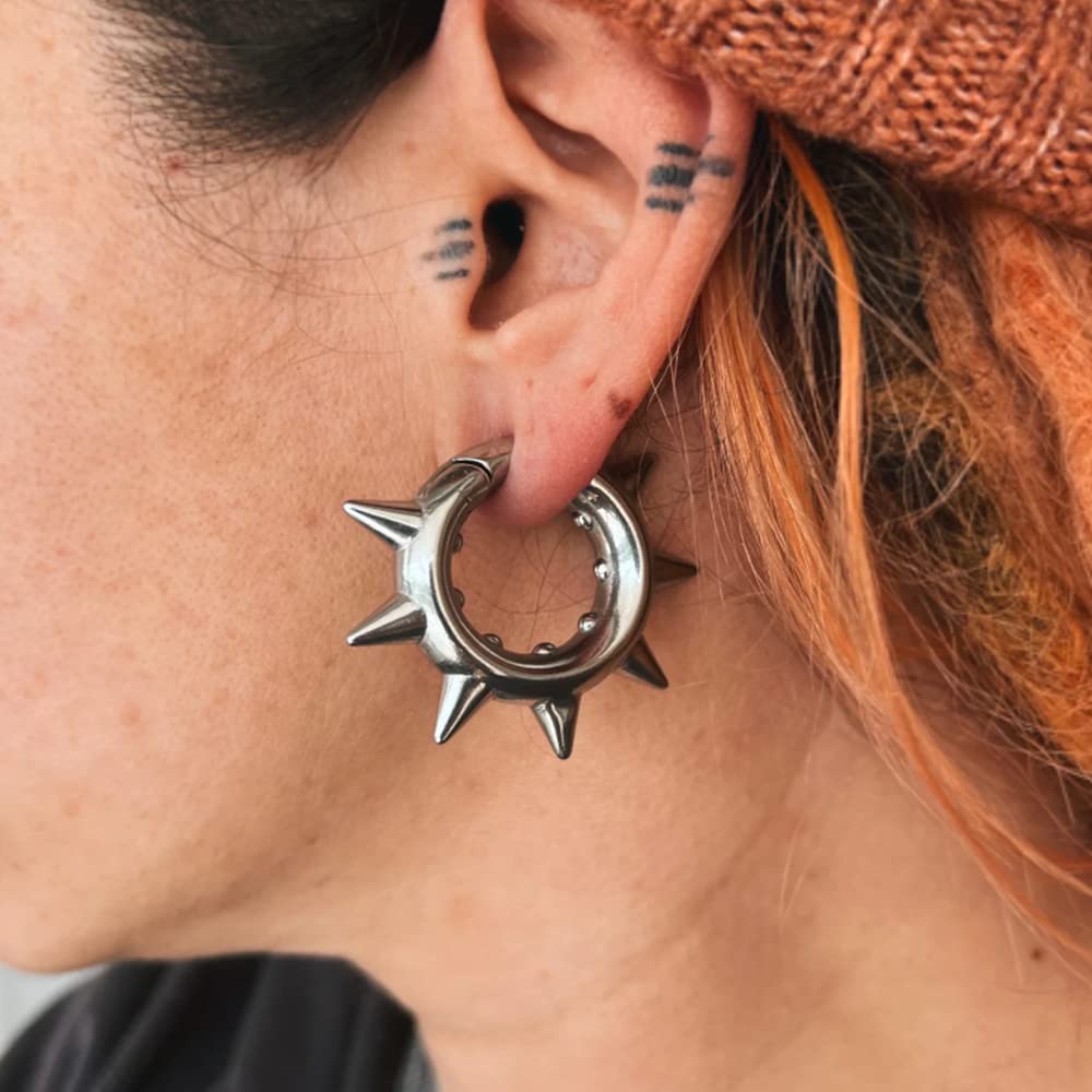 Atomhole 2PCS Spike-Shaped Ear Gauges, Hypoallergenic Ear Hangers Weights for Stretched Earlobe, 316 Stainless Steel Ear Expander Body Piercing Tunnel Plug Jewelry