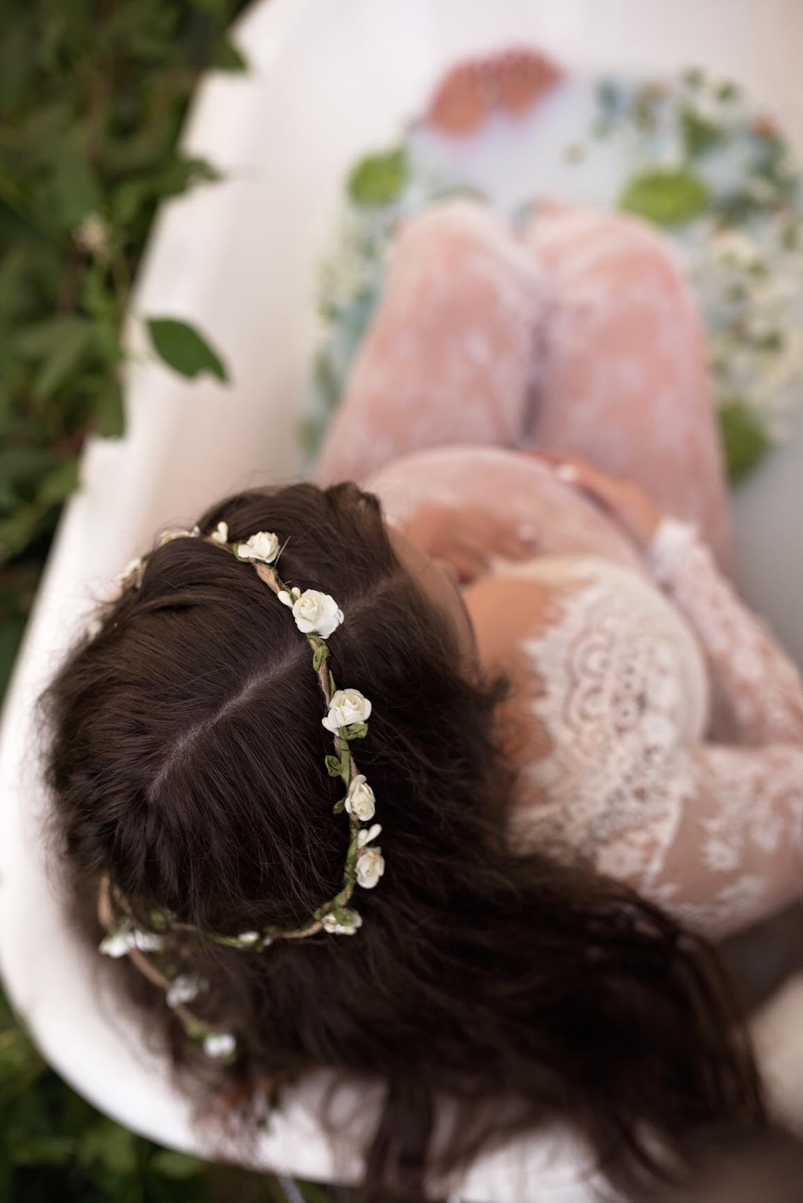 DDazzling Flower Crown Floral Wreath Headband Floral Garland Headbands photo props (Ivory)