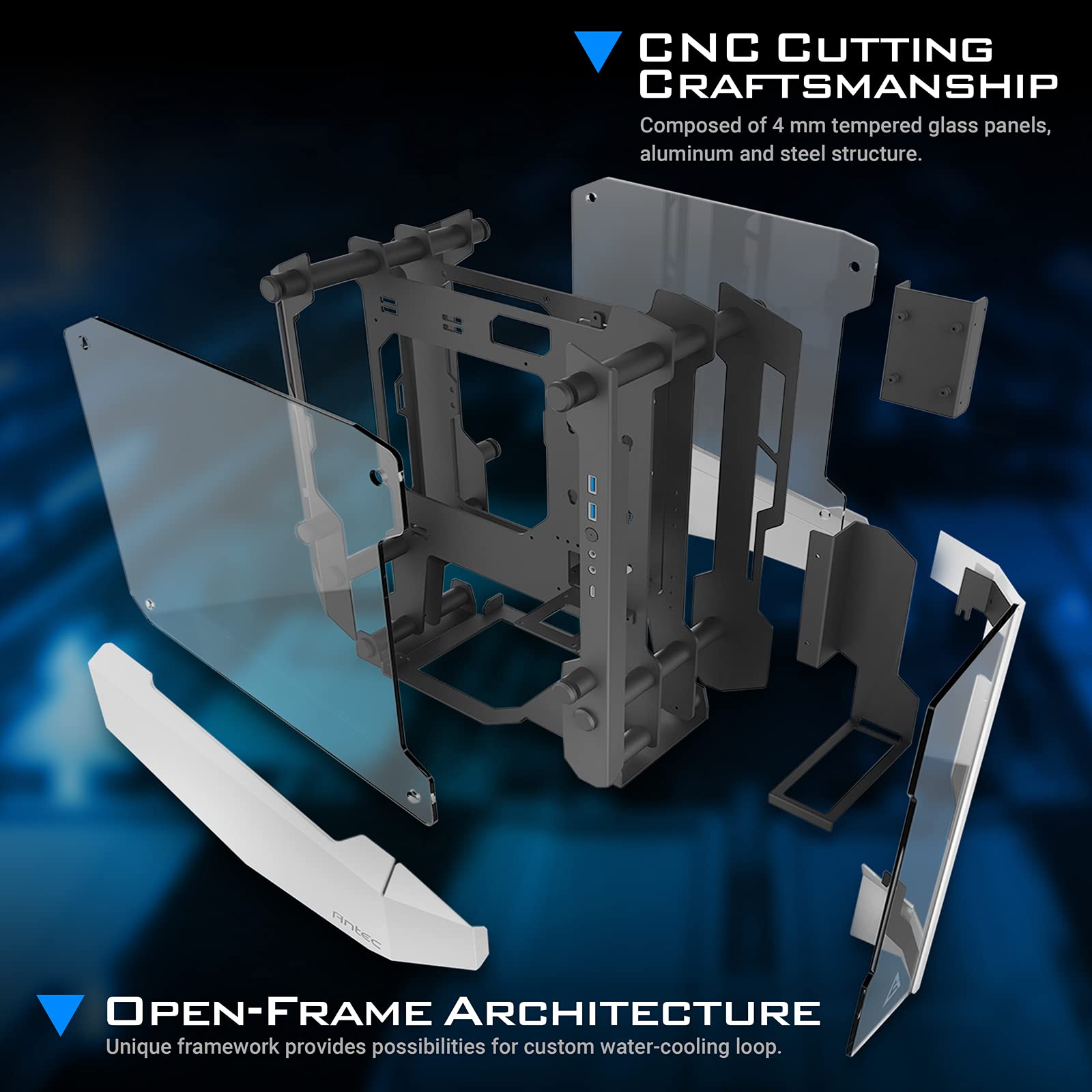Antec Striker Aluminum and Steel ITX Computer Case, Front GPU Mount, Up to 4 x 120 mm Fan Support, USB 3.1 Type-C Ready and PCI-E Riser Included (Striker Mini)