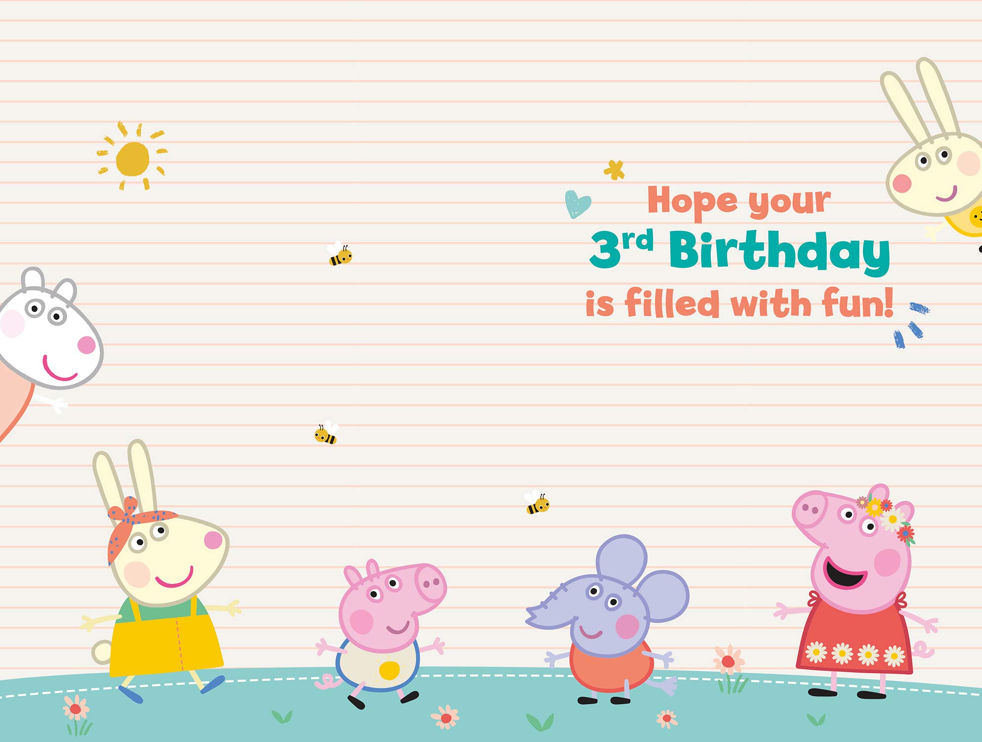Danilo Promotions LTD Danilo Promotions Limited Official Peppa Pig Age 3 Birthday Card, Yippee! You're Three! multiple colours PG080,7x5 inch