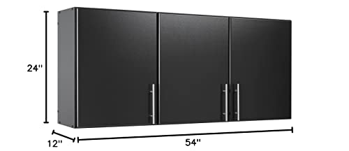 Prepac Elite 3 Door Wall Mounted Storage Cabinet, 54" W x 24" H x 12" D, Black