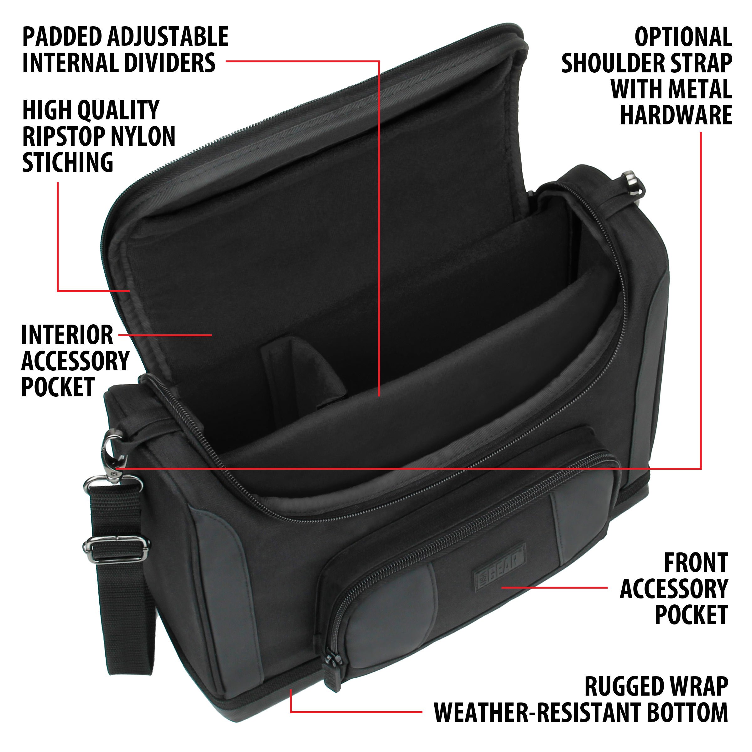 USA Gear Small Messenger Bag Compatible with Microsoft Surface Pro 11th Gen, Surface Pro 10, Pro 9, Pro 8 - Shoulder Bag Travel Tablet Bag Fits Surface Accessories, Charger, Keyboard, Mouse (Black)