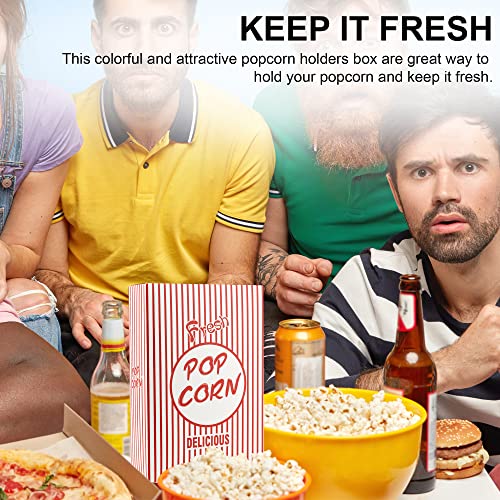 MT Products Popcorn Boxes for Party - 2.8 oz. (Pack of 50) - #4 Popcorn Buckets With Close Top - Great for Movie Theater, Circuses, and Stadium
