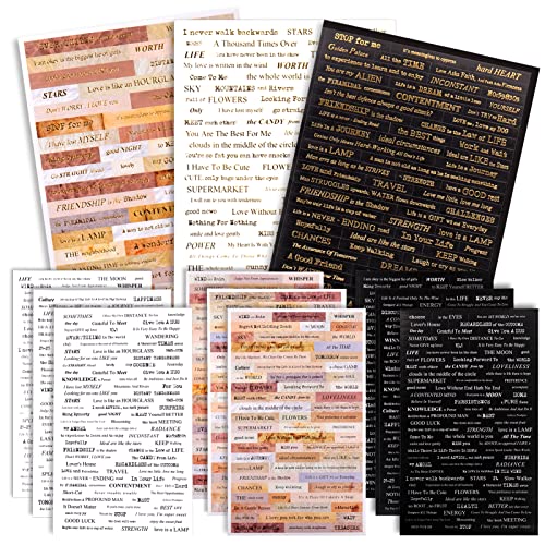 Juome 12 Sheet Quote Stickers for Journaling, Scrapbook Stickers for Scrapbooking Supplies, Words Phrases Stickers for Journaling Supplies Junk Journal Aesthetic Stickers