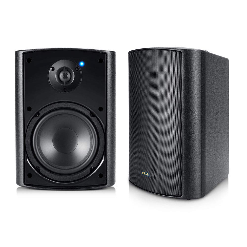 Outdoor Bluetooth Speakers, 5.25" Bluetooth Weatherproof Speakers for Deck Patio Backyard, Pair (Black)