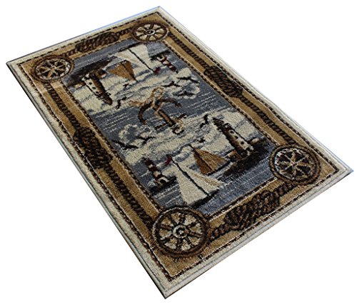 Masada Rugs Nature Area Rug Mat Nautical Scene (2 Feet X 3 Feet 2 Inch) Mat