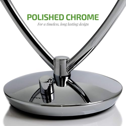 Ovente 8" Lighted Tabletop Makeup Mirror with 1X/10X Magnification, Double-Sided Magnifying Vanity Mirror, Dimmable LED Lights, 360° Swivel Design and Dual Power Supply, Polished Chrome MLT75CH1X10X