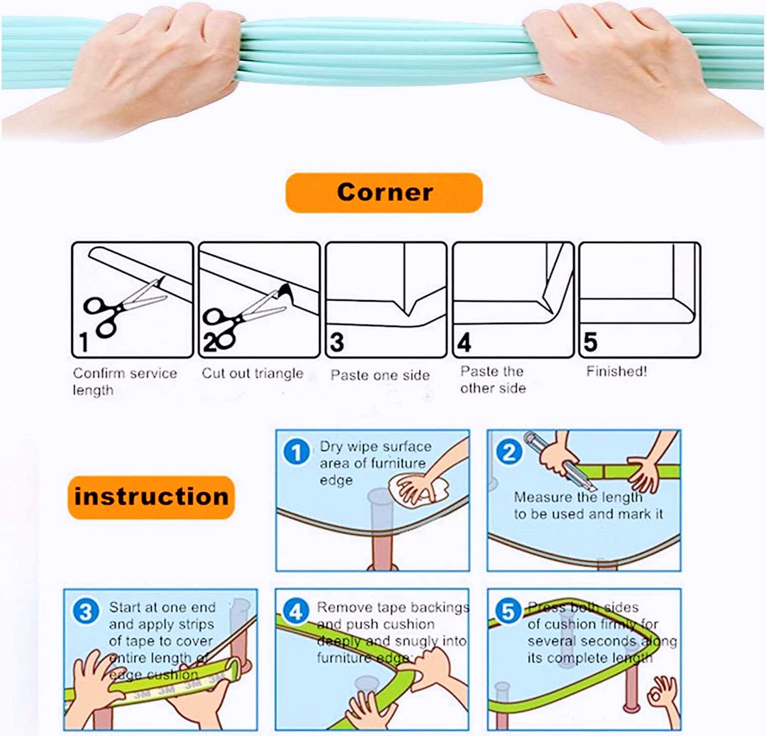Baby Proofing Safe Edge & Corner Guards Cushion 13ft - Thickened Child Safety Furniture Bumper & Table Protectors. Pre-Taped Corners(U Brown)