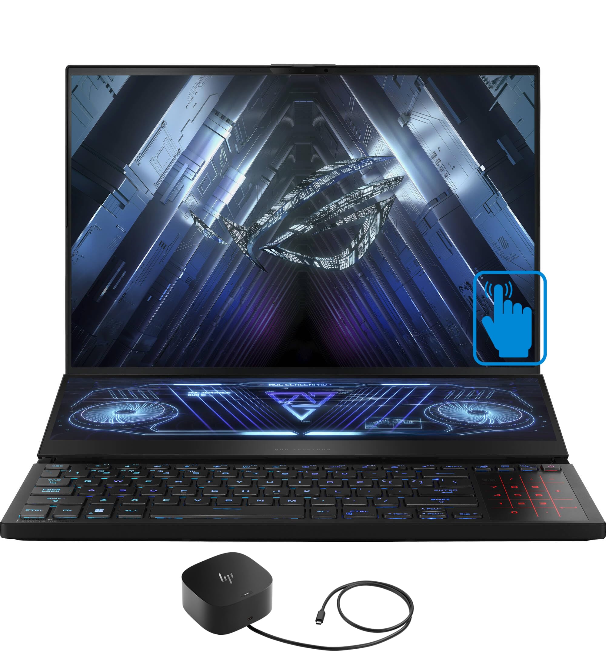ASUS ROG Zephyrus Duo 16 Gaming & Entertainment Laptop (AMD Ryzen 7 6800H 8-Core, 64GB DDR5 4800MHz RAM, 2TB PCIe SSD, GeForce RTX 3060, 16.0" 165Hz Touch Win 11 Home) with G5 Essential Dock