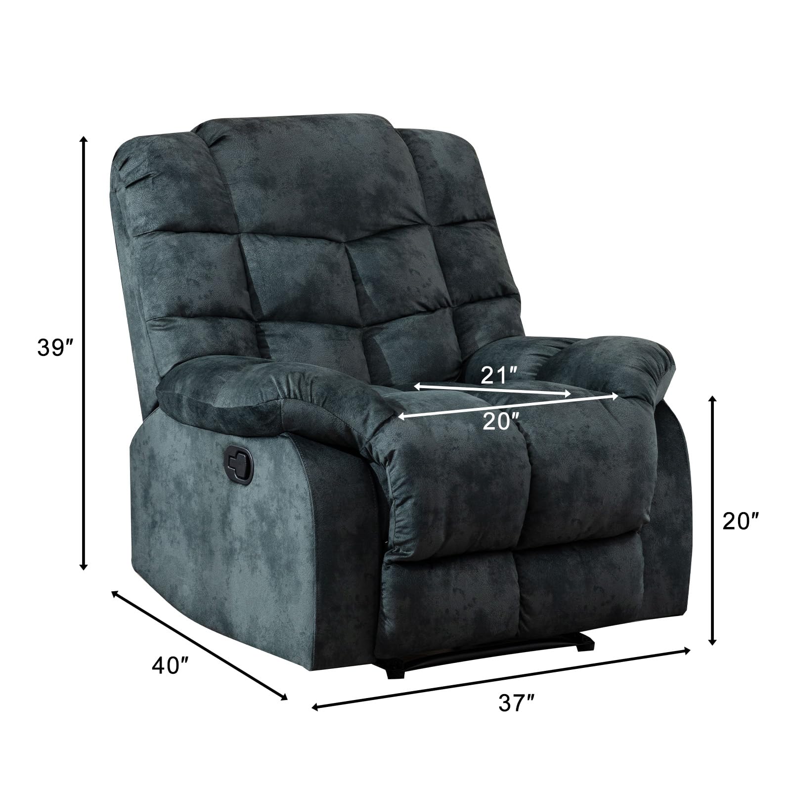 CANMOV Manual Reclining Sofa, 3 Seat Recliner Sofa with Armrest and Overstuffed Backrest, Couch Set for Living Room, Bedroom, Office, Grey