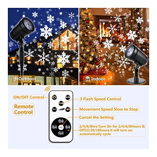 Lovedfgh Christmas Snowflake Lights Christmas Snowflake Projector Lights Outdoor, Waterproof LED Snowfall Spotlight Projector for Halloween Xmas Party Holiday Home Garden Landscape Decor 11.7