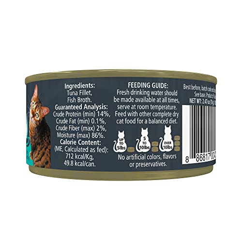 Reveal Natural Wet Cat Food, 24 Pack, Limited Ingredient, Grain Free Food for Cats, Tuna Fillet in Broth, 2.47oz Cans