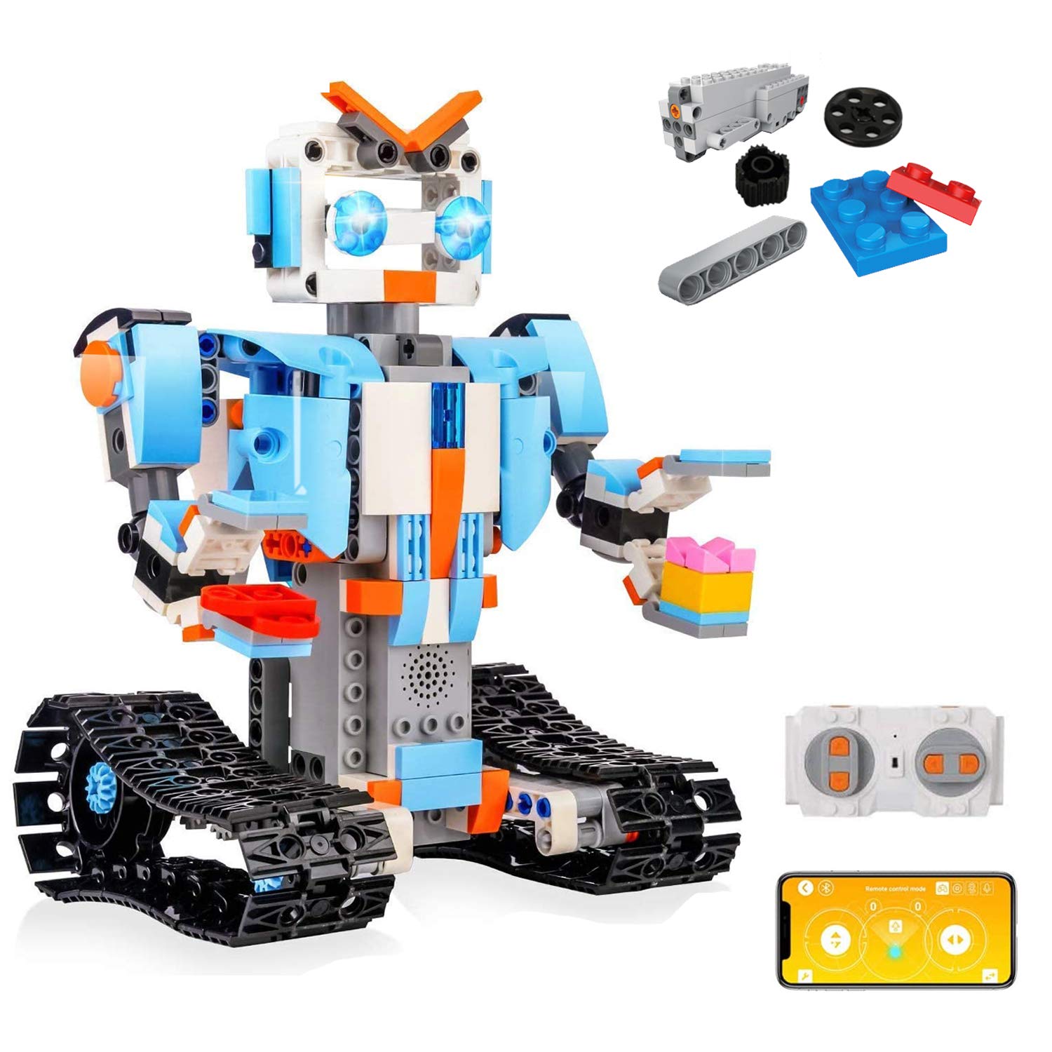 aukfa STEM Building Block Toy RC Robot for Kids, App Controlled & Remote Control Robotic Toy for Boys and Girls, Engineering Educational Build Kit, Early Learning Birthday Gift for 8 Years and Up
