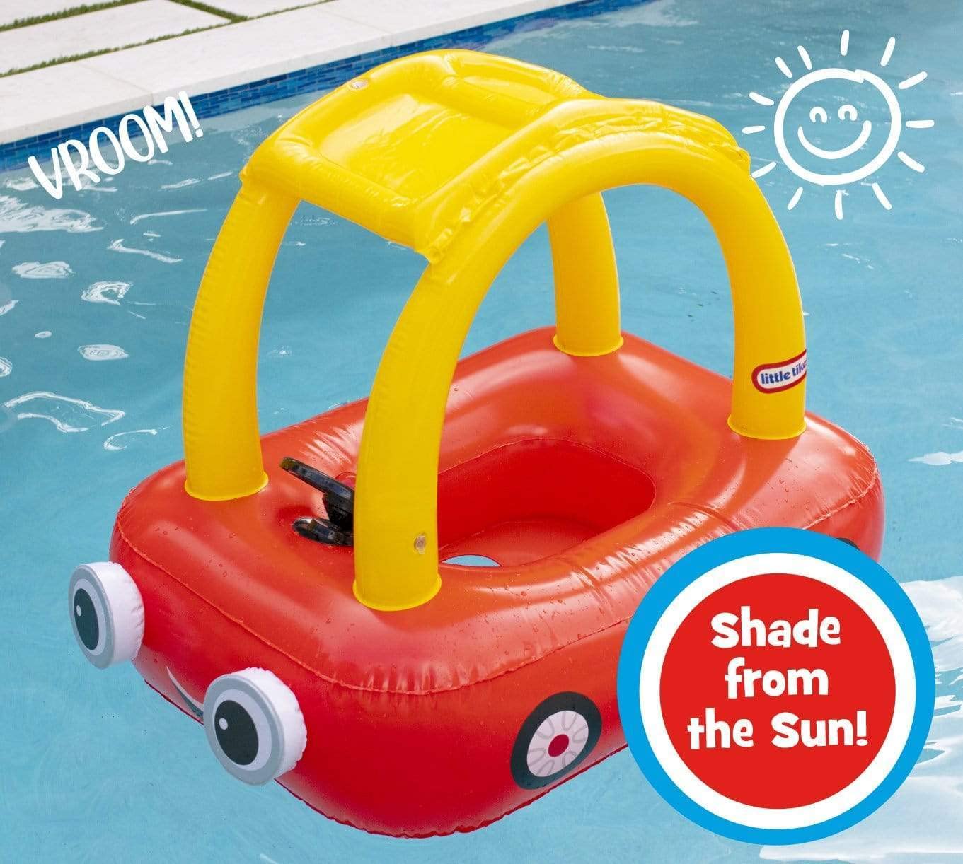 Little Tikes Cozy Coupe Inflatable Baby & Kids Pool Float, Red Car Coupe with beeping Horn. Easy to use a Great Float to Introduce Your Young Ones to The Water.