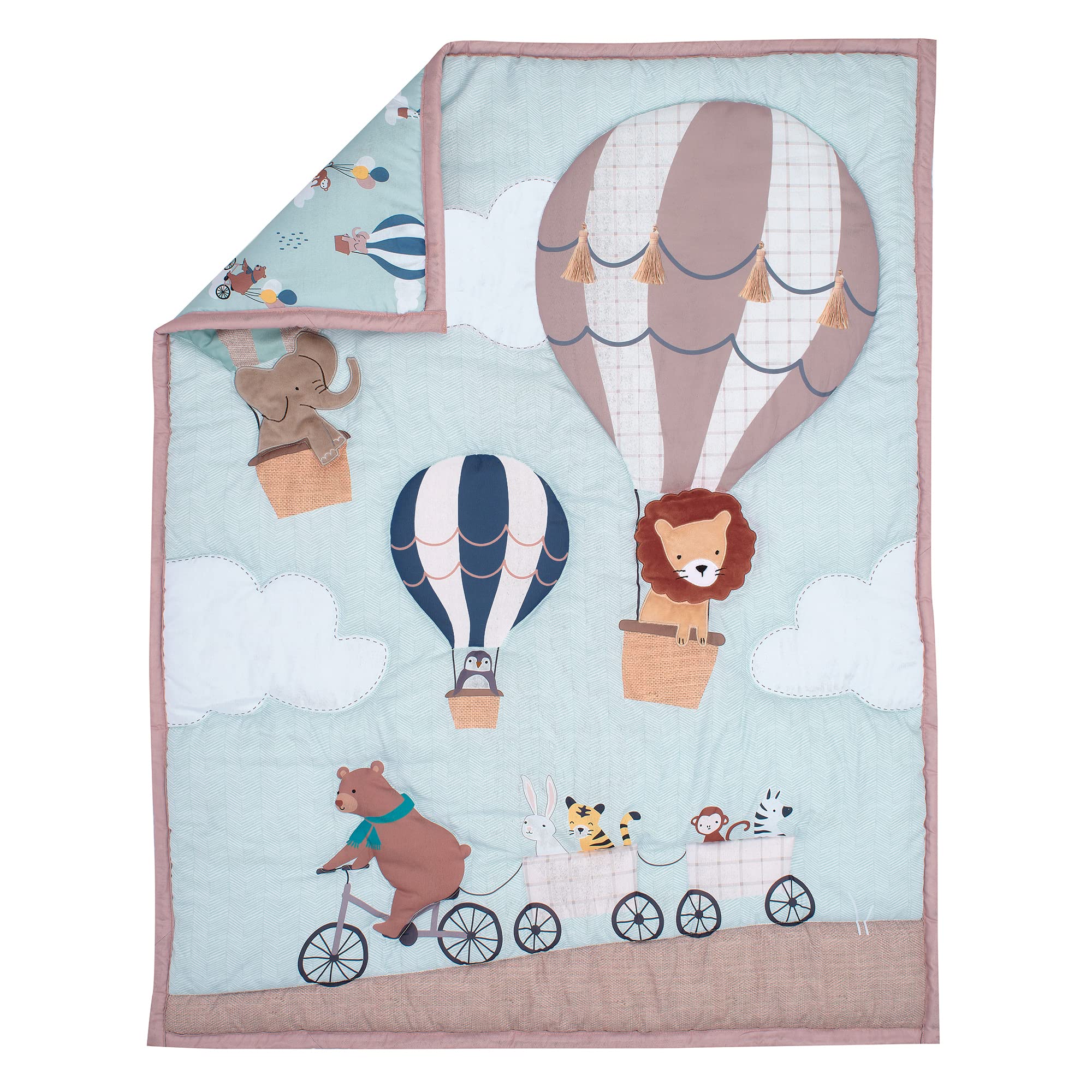 Bedtime Originals Up Up & Away 3-Piece Animals/Hot Air Balloon Crib Bedding Set