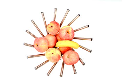 LANDTOM® Creative Stainless Steel Rotation Fruit Bowl/Fruit Basket/Fruit Stand/Fruit Holder with Free Orange Peeler, Silver