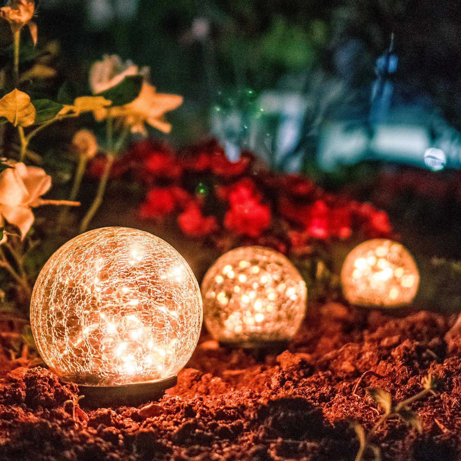 VEWOSTAR Solar Glass Ball Light Outdoor Decor 4.73Inch Solar Landscape Light for Garden Lawn Yard