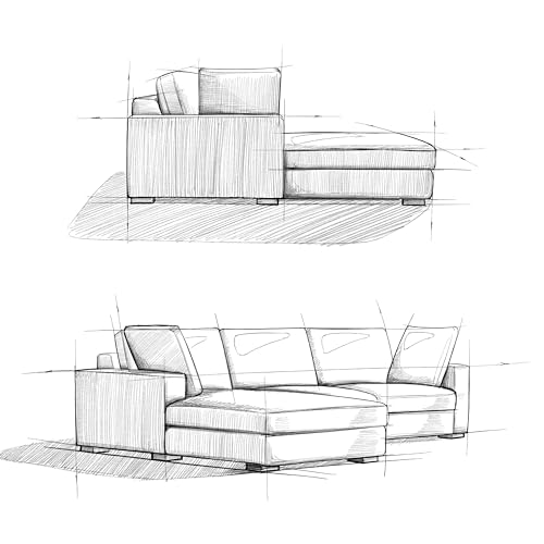 SIMPLIHOME Charlie Left-Facing Sectional Sofa in 100% Recycled Polyester Tightly Woven Performance Fabric, Cream, 122-inches Wide, Handcrafted Contemporary Style L-Shaped Couch with Chaise