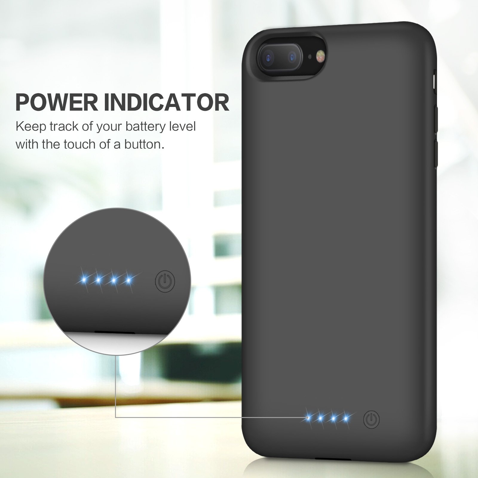 Battery Case for iPhone 8plus/7plus/6 Plus/6s Plus, Upgraded [8500mAh] Protective Portable Charging Case Rechargeable Extended Battery Pack for Apple iPhone 8plus/7plus/6 Plus/6s Plus(5.5') - Black