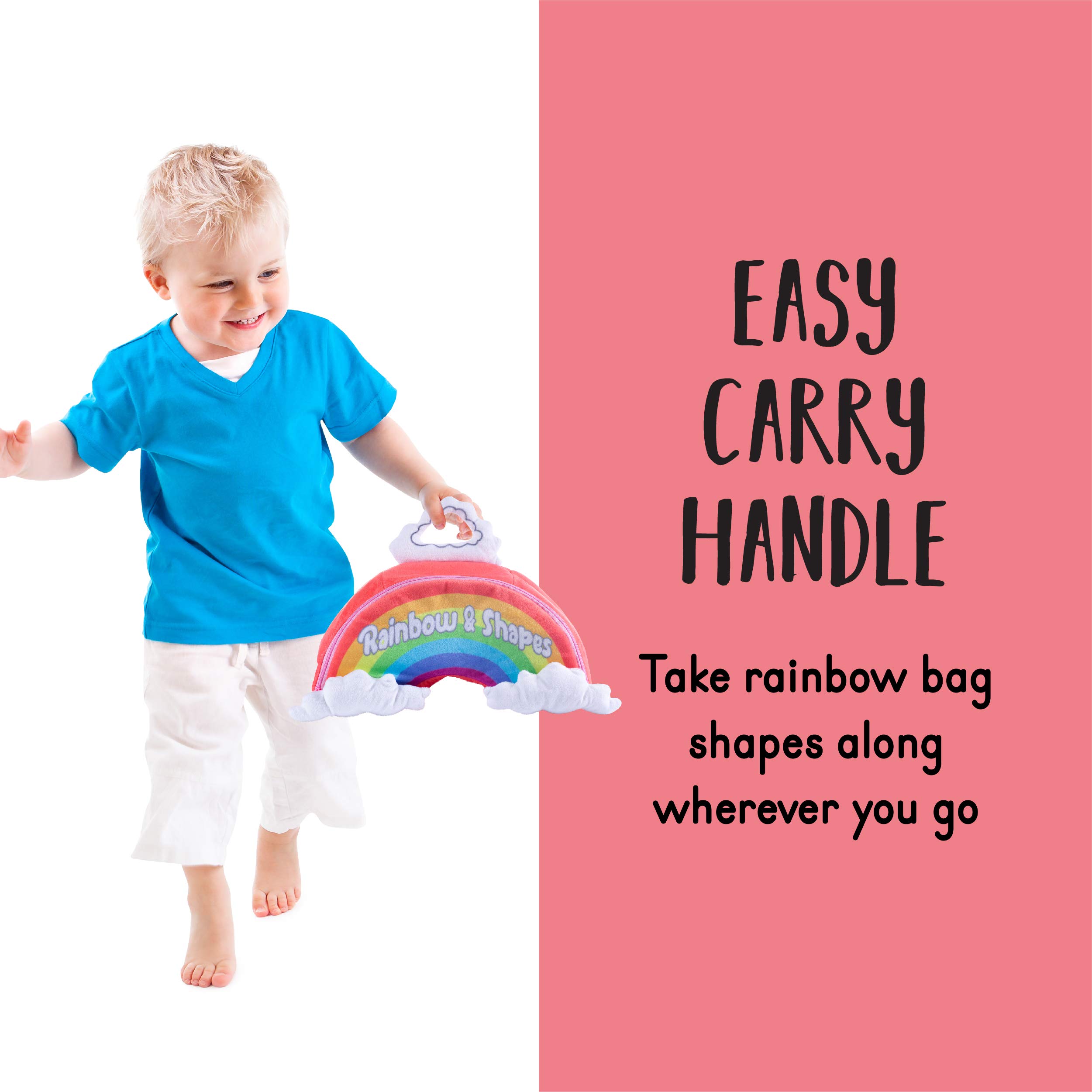 Talking Plush Rainbow & Shapes Toy Set | Includes 4 Talking Soft Shapes | Star, Heart, Circle, and Square with A Plush Rainbow Carrier | Great Gift for Baby and Toddler Girls or Boys