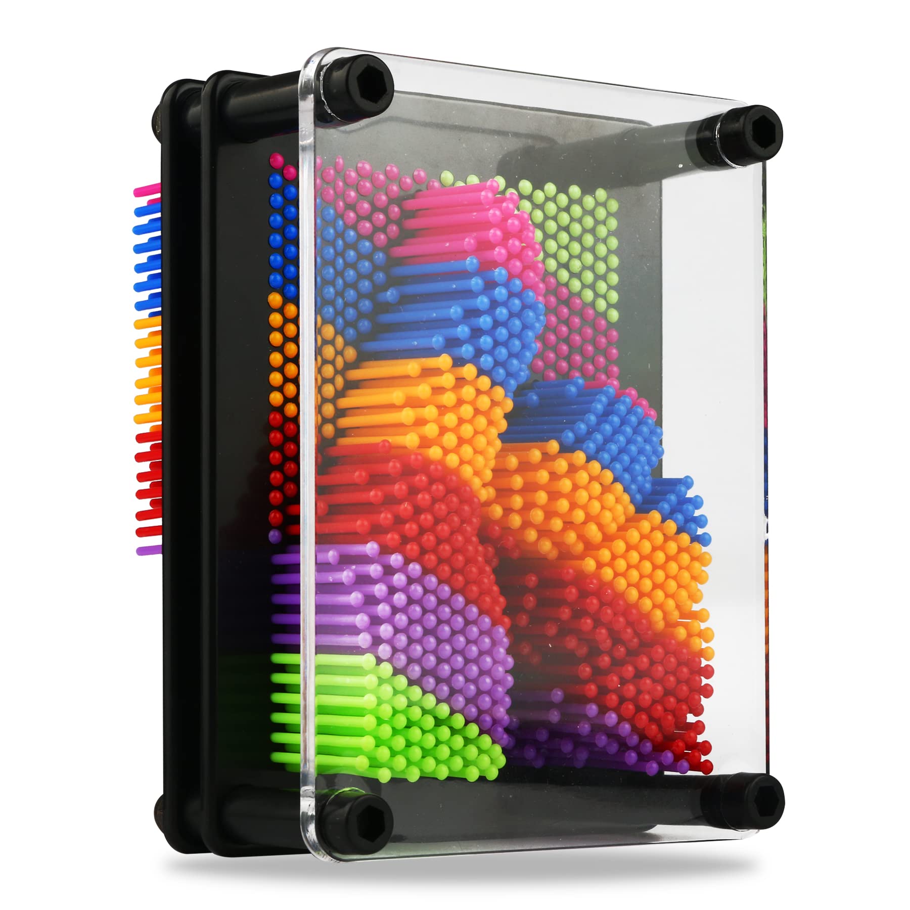 LXS 3D Pin Art Board Toy, Colourful Plasic Board Size(3.75 x 5 inches), Classic Pin Impression Art Toys Sculpture for Children Kids