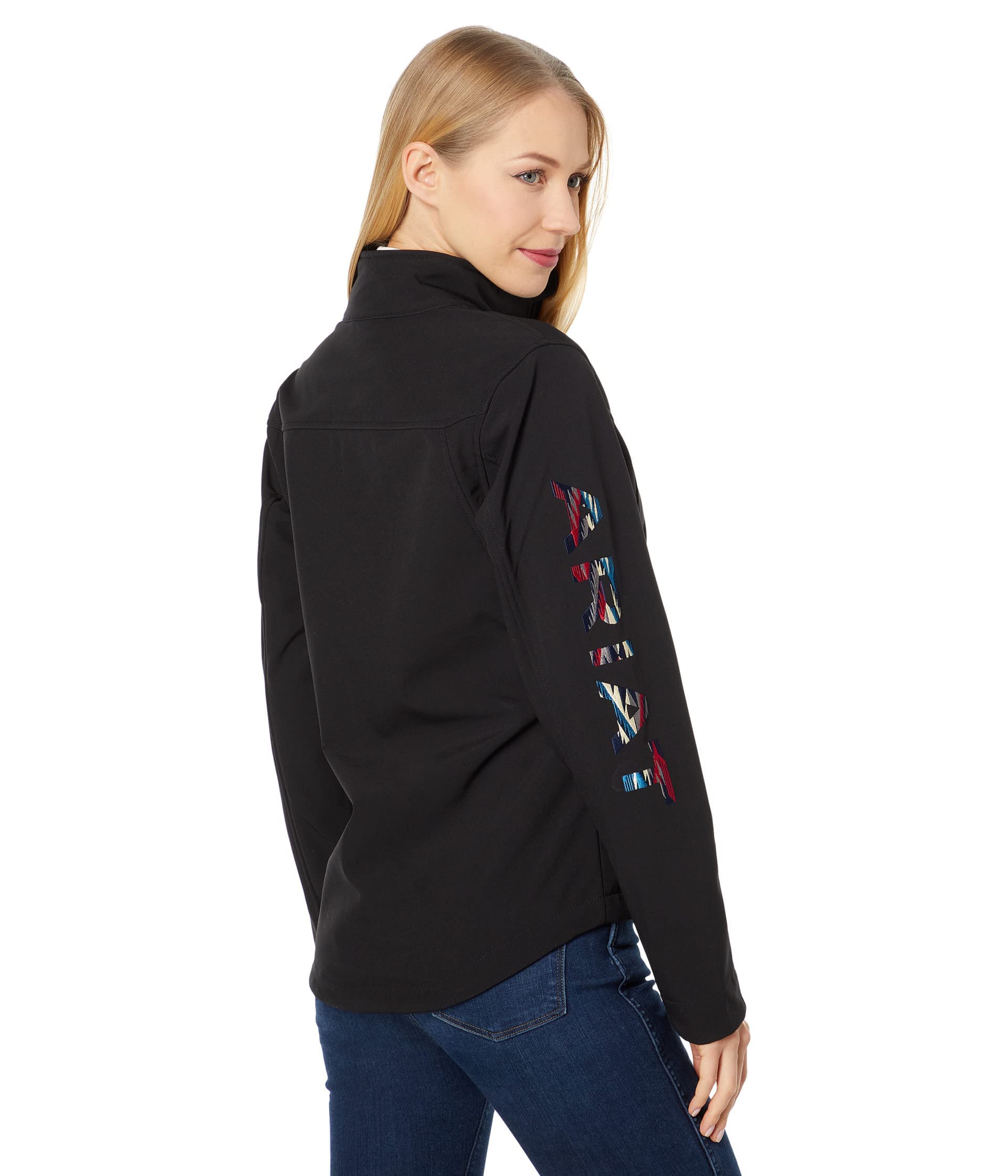 Ariat Women's Team Logo Softshell Chimayo Jacket, Black/New Mexico Navy Print