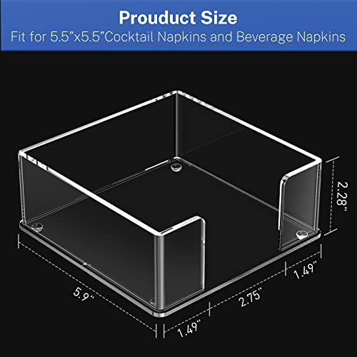 MaxGear Acrylic Cocktail Napkin Holder for Table, Clear Napkins Holder, Beverage Napkin Holders Modern Buffet Paper Napkin Caddy for Bar, Party, Dinner, Kitchen & Dining Room, 5.5 x 5.5 inches
