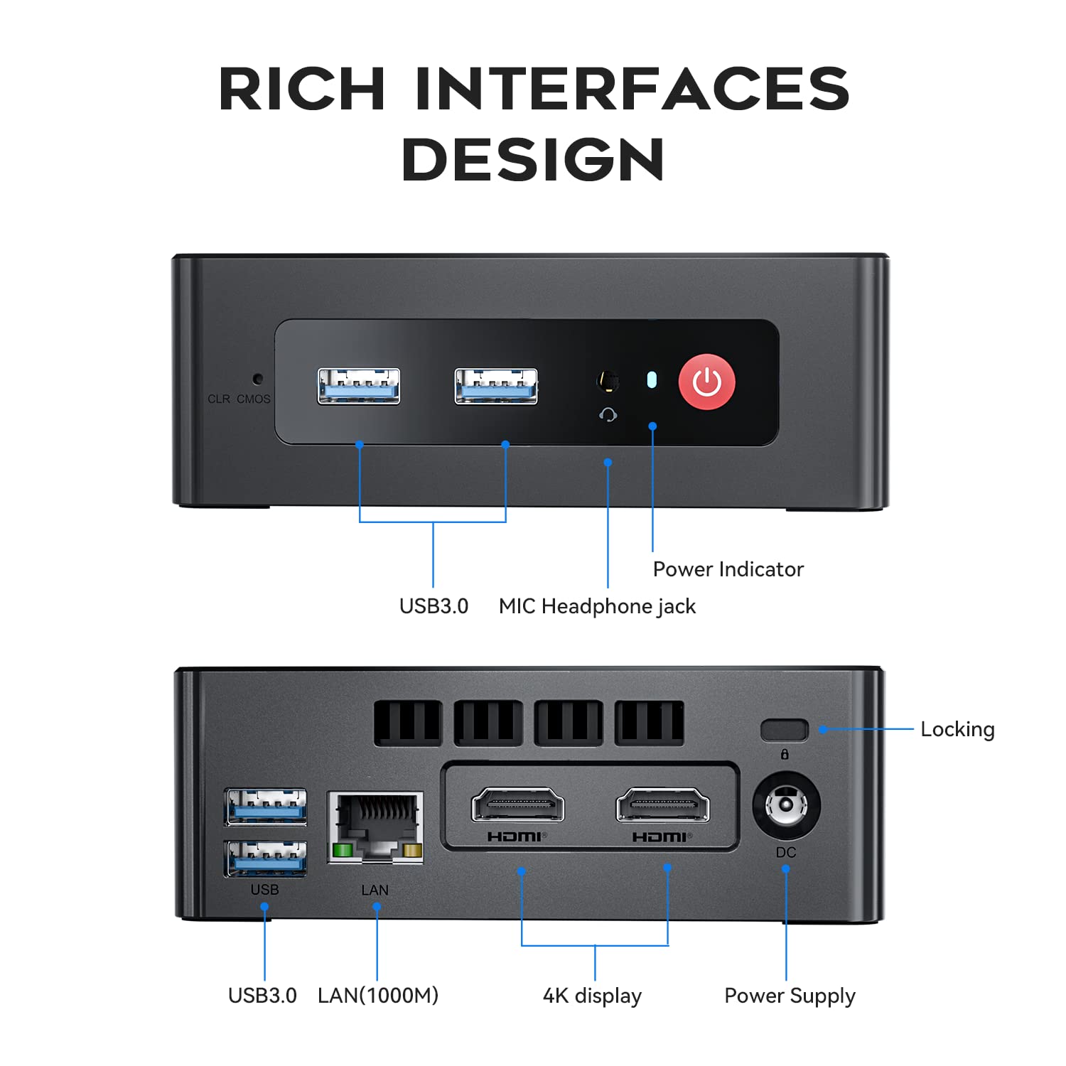 Beelink GK35 Pro Mini PC, Intel Celeron J4105 (up to 2.5GHz), 8GB RAM 128GB SSD Mini Computer, Win 10 Pro Micro PC Support 4K HD, WiFi5, BT4.0, Dual Display, Gigabit LAN, Low Power, Energy Saving