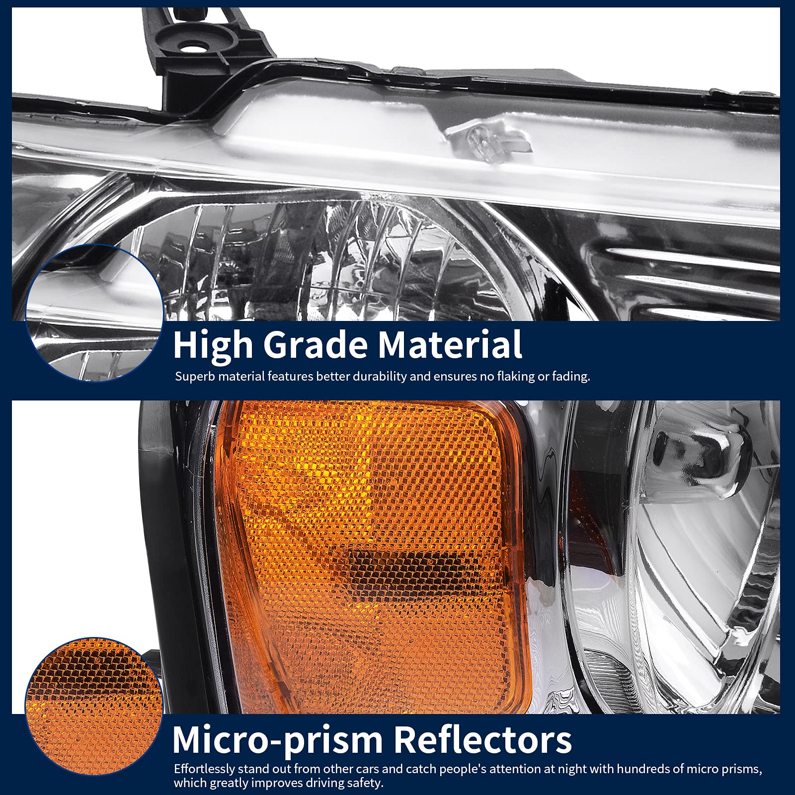 AUTOSAVER88 Headlight Assembly Compatible with 2004 2005 2006 2007 2008 Ford F-150 Passenger and Driver side Chrome Housing