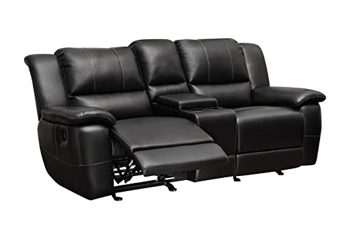 Lee Double Reclining Gliding Loveseat with Console Black 601062