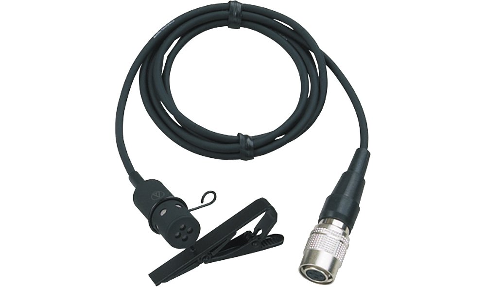 Audio-Technica AT831cW Cardioid Condenser Clip-On Lavalier Mic Terminated with locking 4-pin connector for A-T UniPak® body-pack wireless transmitters