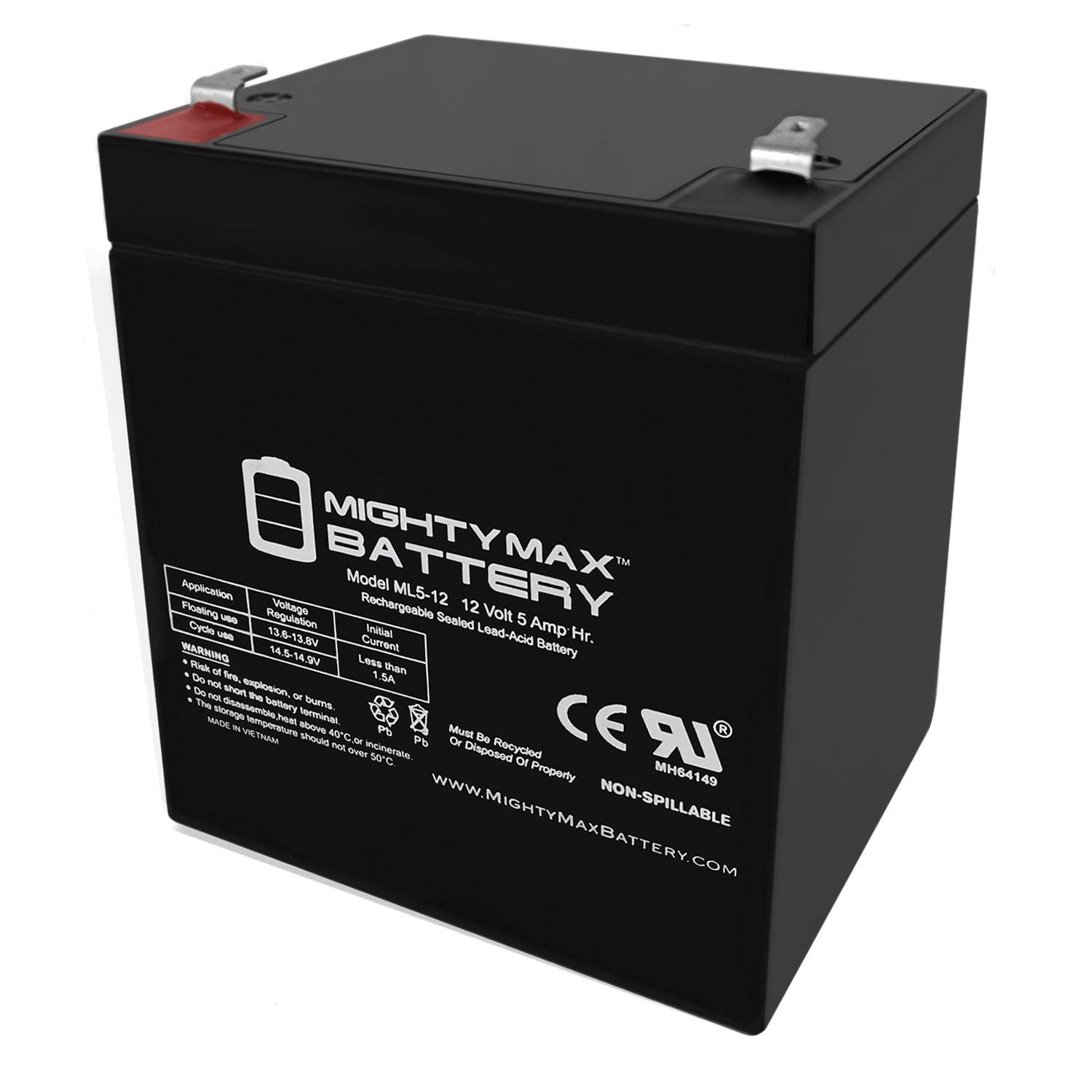 Mighty Max Battery ML5-12 - 12V 5AH Chamberlain 41A6357-1 Garage Door Opener Battery