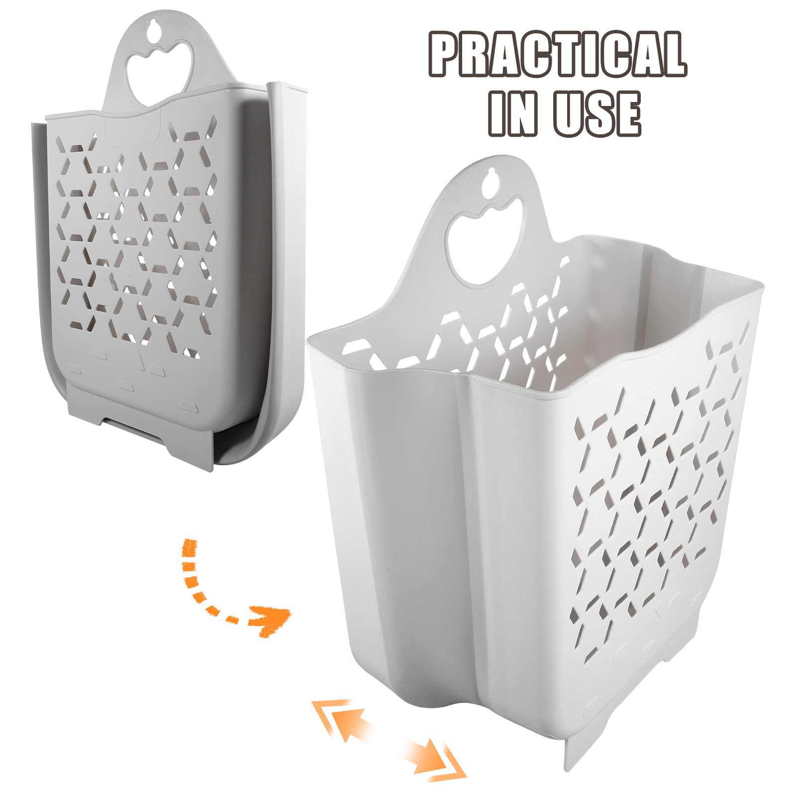 Zerodeko Wall Mount Laundry Basket Collapsible Laundry Basket Bathroom Laundry Hamper Dirty Clothes Container Basket for Laundry Storage Basket with Handles Wall Laundry Hamper